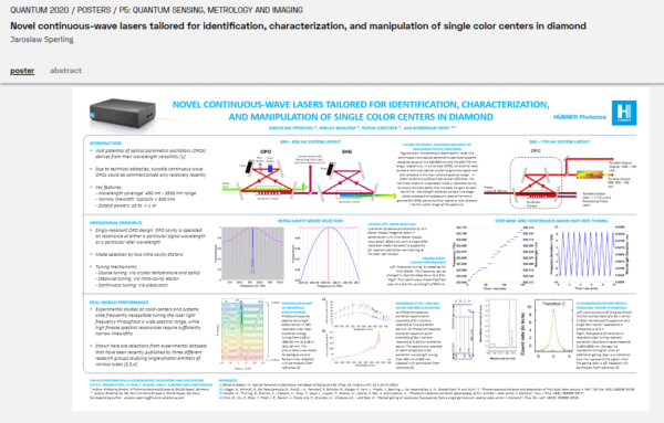Poster presentation at Quantum 2020 - HÜBNER Photonics