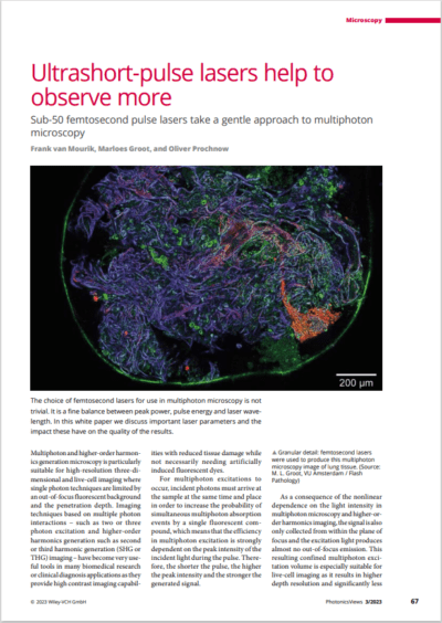 New editorial – Ultrashort pulse lasers help to observe more - HÜBNER ...